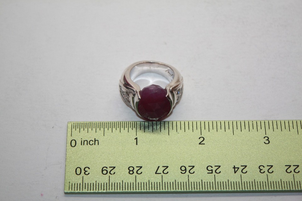 HTF! Barry Brinker 950 Sterling Silver Ruby Ring w/Topaz Accents Sz: 4. ...