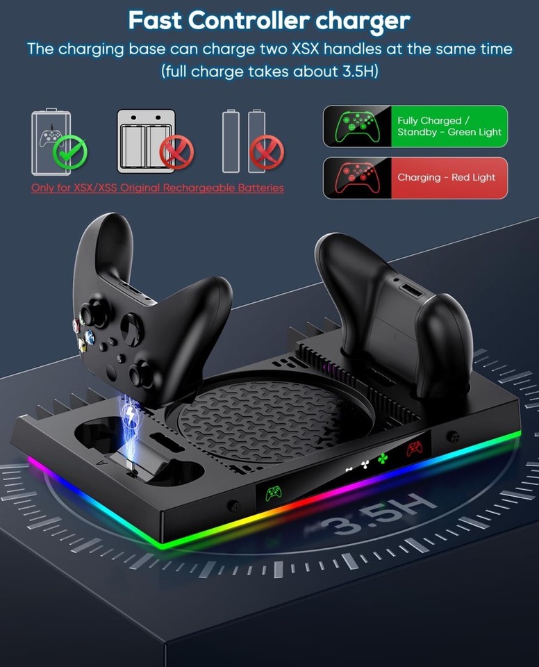 New Bundle for Xbox Series X Fast Two Controller Charger 2 Batteries ...