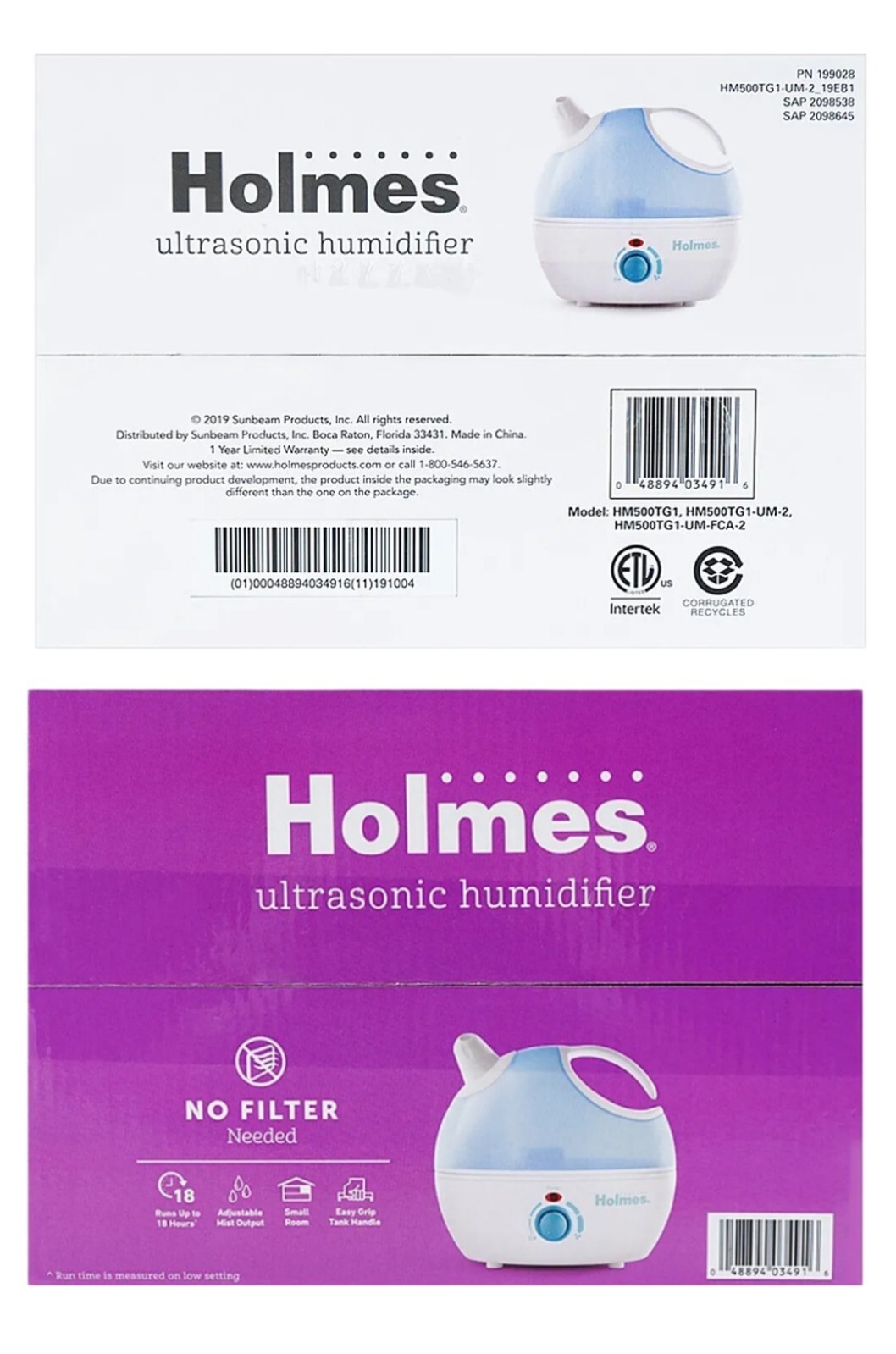 Ultrasonic Holmes Humidifier, 18 HR Adjustable Mist HM500TG1-UM No ...