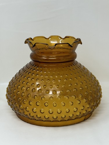 Amber Hobnail Glass Lamp Shade Ruffle 6.5 Inch Tall Mid Century Modern ...