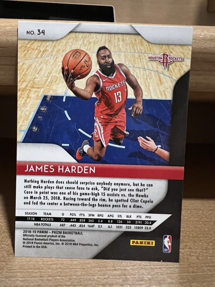 2018-19 Panini Prizm Basketball NBA James Harden Houston Rockets Card ...