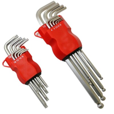 17Pcs Allen Key And Star Security Bit Set Torx Hex Wrench Key Metric ...