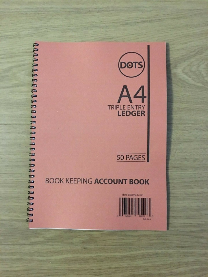 A4 LEDGER BOOK TRIPLE ENTRY-ACCOUNTS BOOK KEEPING LEDGER 50 PAGES | eBay