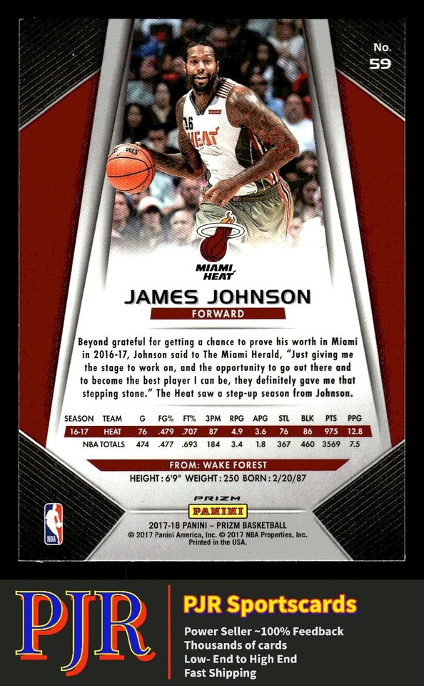 2017 Panini Prizm #59 James Johnson Miami Heat Silver | eBay
