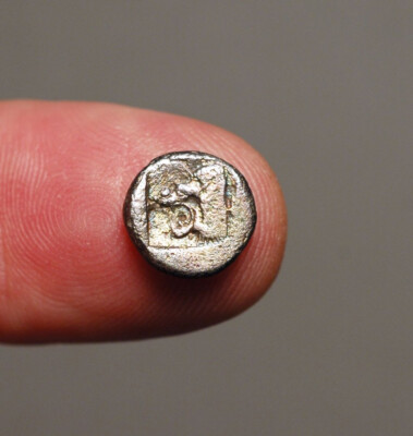 G24-43 MYSIA, Kyzikos. Circa 450-400BC AR Di-Obol, Roaring lion / Boar ...