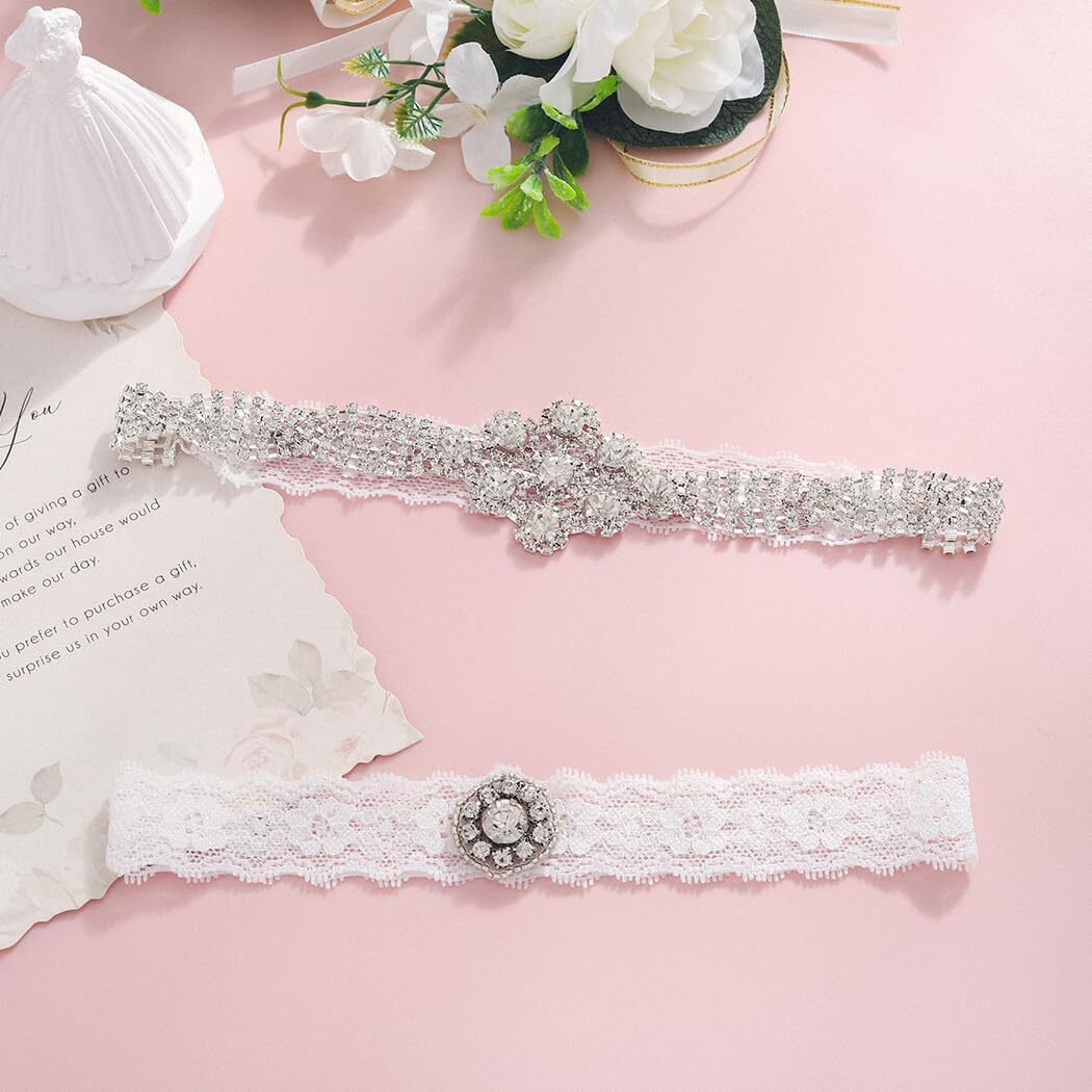 Adjustable Thigh Garter Bridal Wedding Garter Set - Stretchy Lace ...