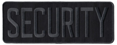 SECURITY Grey on Black Back Panel Patch 11" by 4" 11 X 4 (gray) | eBay