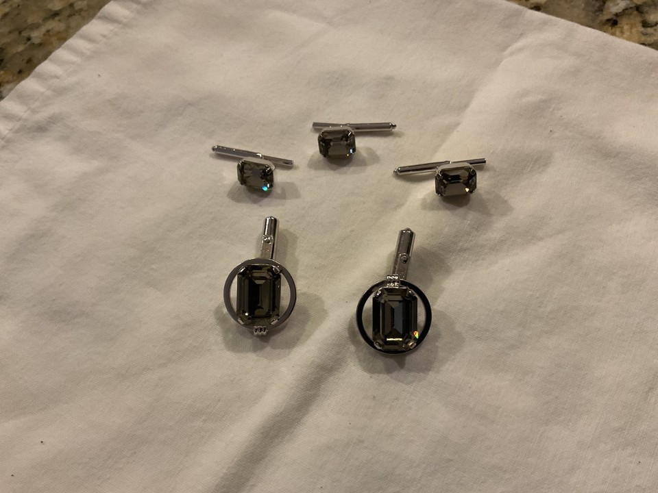 Vintage Cuff Links and Clips from 1960’s with Black Diamond Stones | eBay