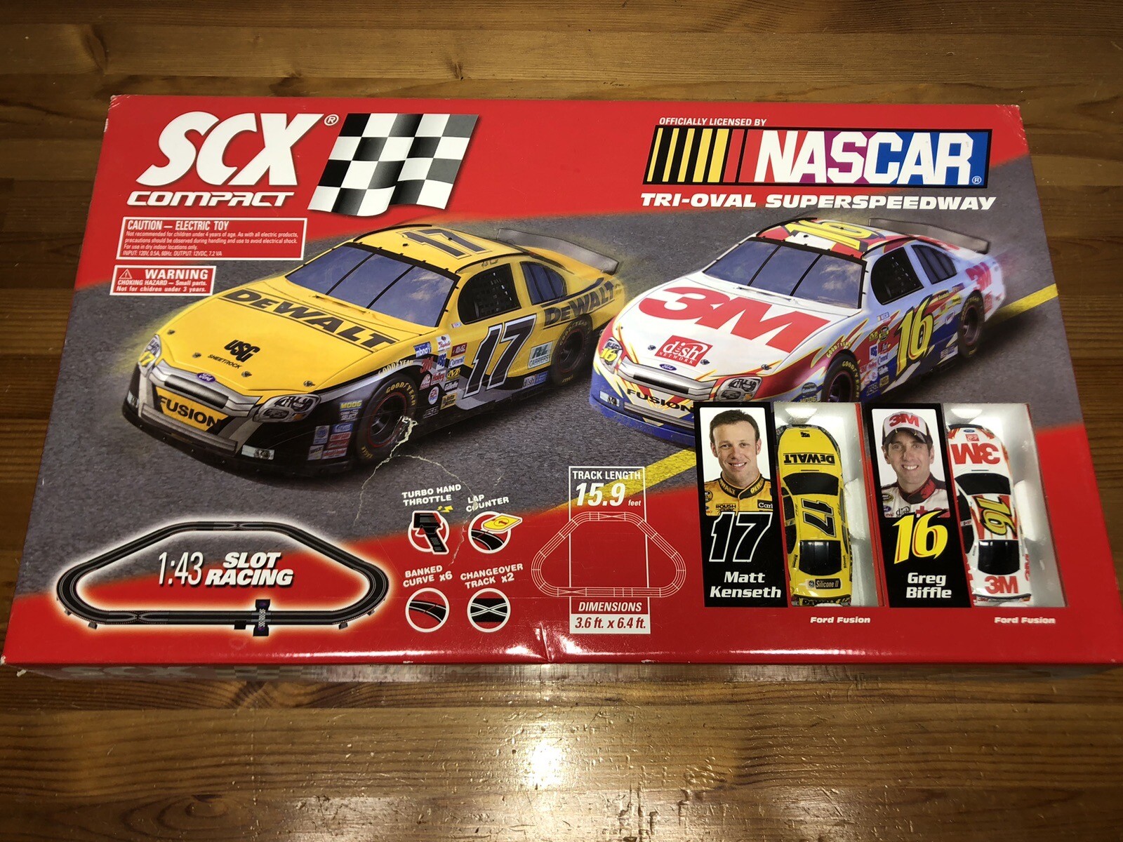 SCX Compact Slot Car Racing Set NASCAR DeWalt 3M Cars 1:43 Scale | eBay