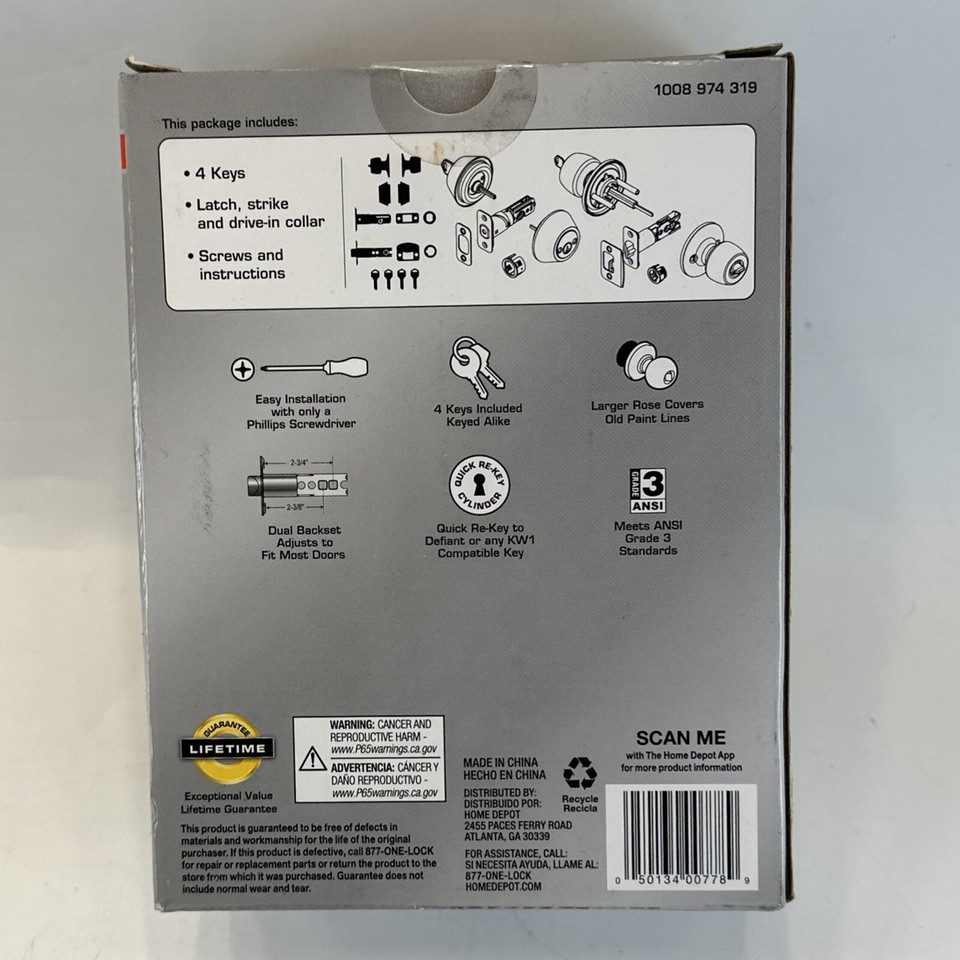 Defiant Brandywine Stainless Steel Combo Pack with Double Cylinder ...