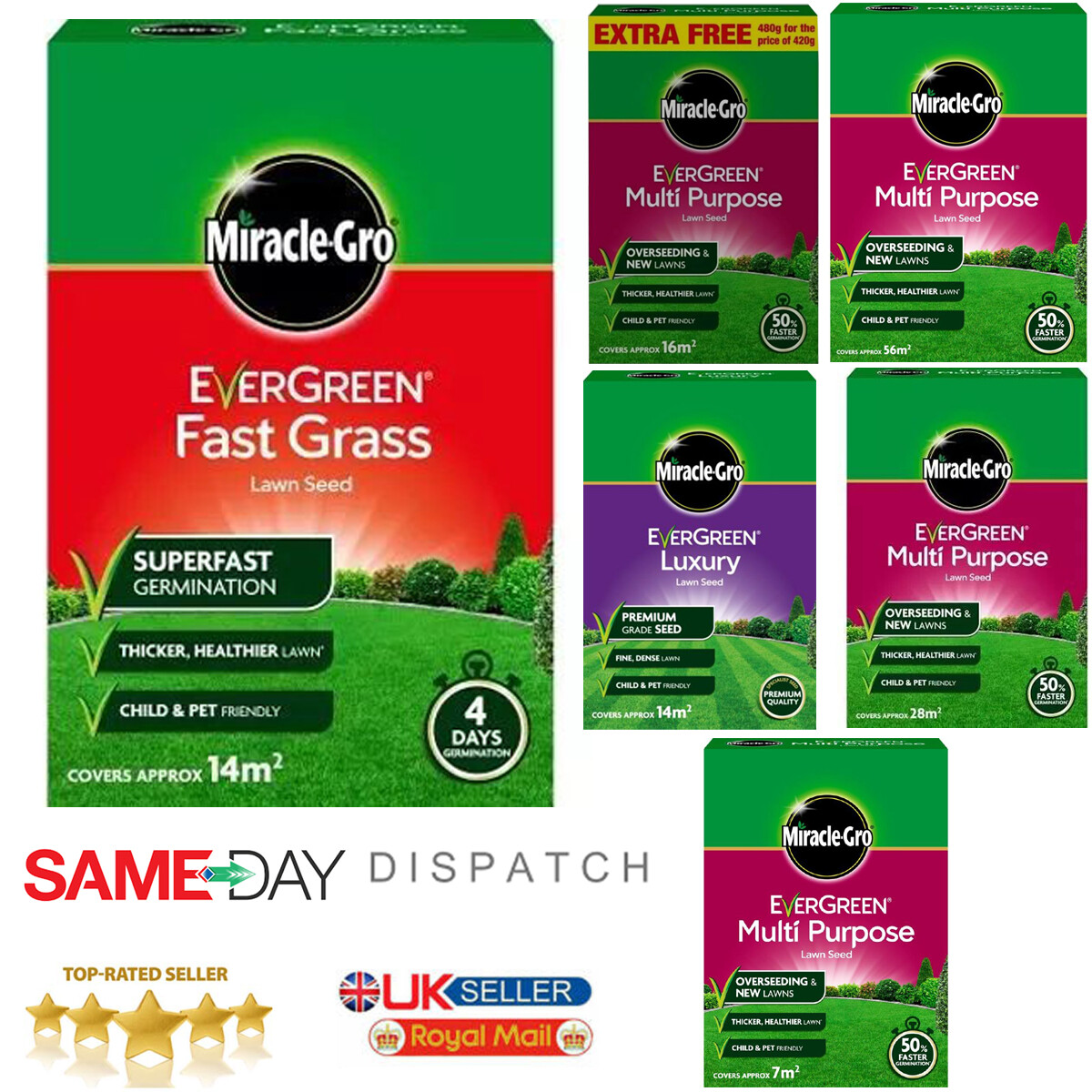 Miracle-Gro EverGreen Multi Purpose OR Fast Grass Lawn Seed | eBay