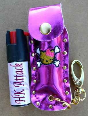 Hello Kitty pepper spray 1/2oz pink holster nail safe keychain defense ...