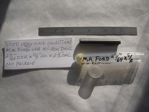 M.A. FORD USA SOLID CARBIDE HI-ROC DRILL 27/64" DIA. X 5/8" LOC X 2 1/2 ...
