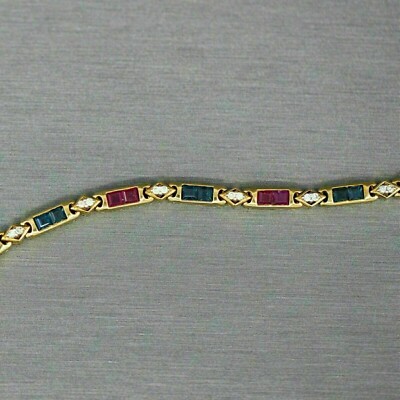 Womens 8Ct Simulated Ruby Pretty Tennis Bracelet 14K Yellow Gold Plated ...