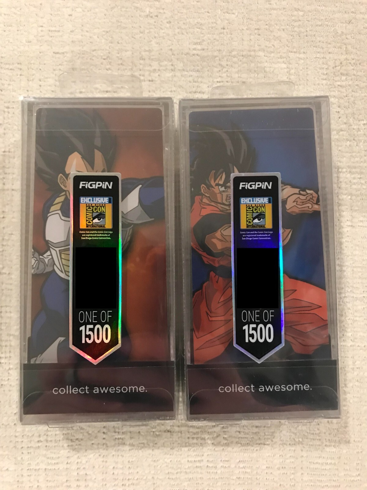 FiGPiN Dragon Ball Z Glitter Goku #883 Vegeta #884 2022 SDCC Exclusive ...