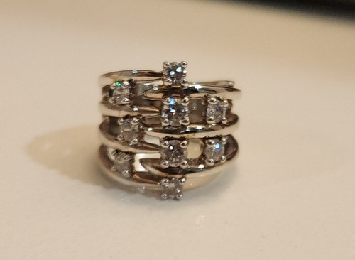 Sterling Silver CZ Multi-Row Scatter Ring, Size 5.5 | eBay