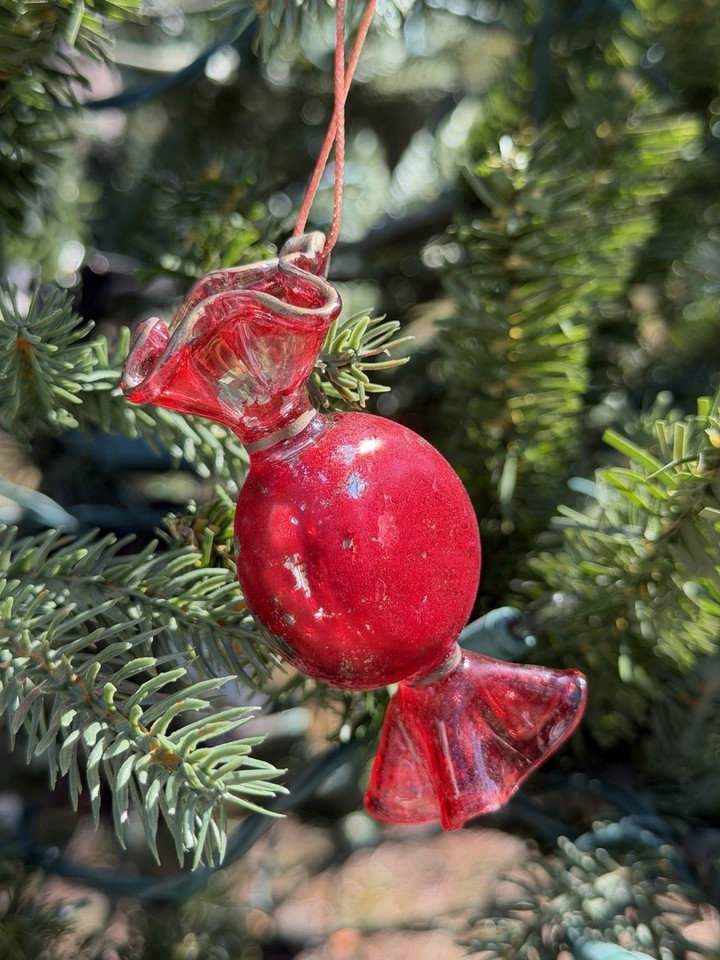 Vintage Blown Glass Red Gold Silver Wrapped Candy Christmas Tree ...