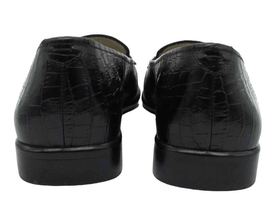 Ann Taylor Loafer Shoes 7.5 Croc Animal Print Black Leather Low 3/4 ...