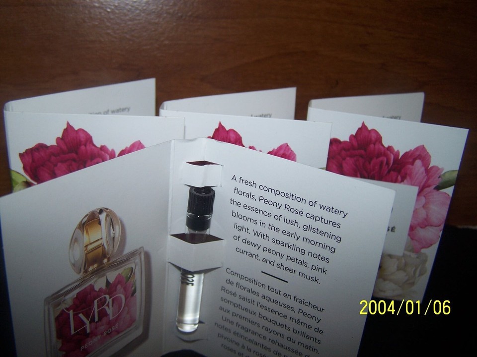 AVON LYRD PEONY ROSE VIAL SAMPLES WITH CARDS NEW (4) 0.02 FL. OZ. EACH ...