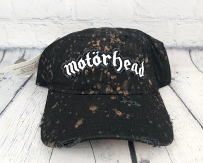 NEW MOTORHEAD LOGO CAP HAT LEMMY BAND BLACK SPLATTERED DISTRESSED ...