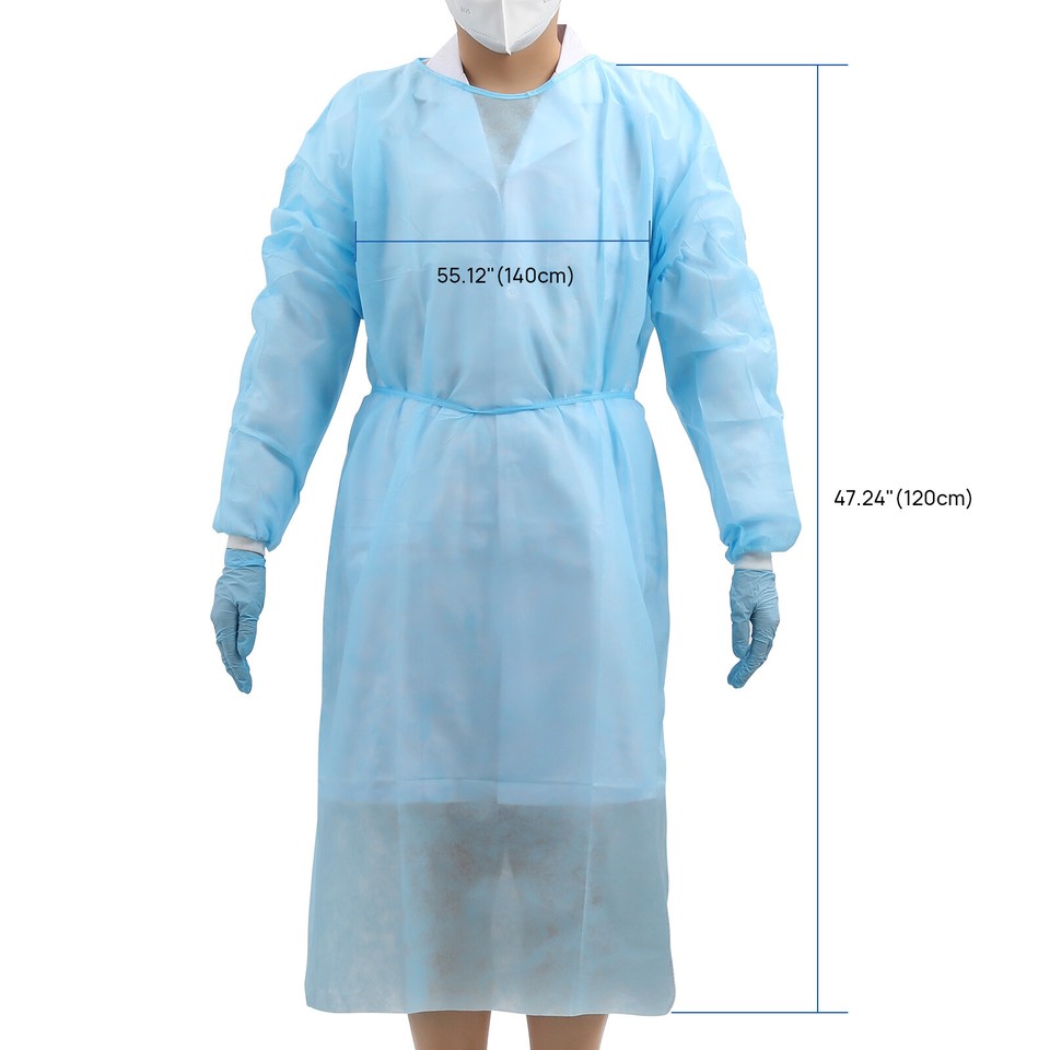 JMU Disposable Isolation Gowns PP Medical Gowns with Knitted Cuffs- 10 ...