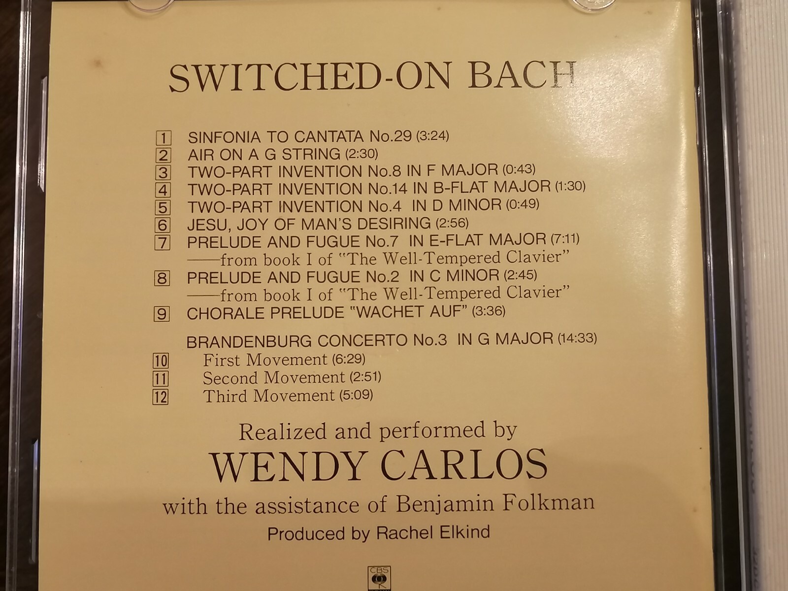 Switched-On Bach by Wendy Carlos (CD, 1985 CBS/Sony ‎– 32DC 477) VG+ | eBay