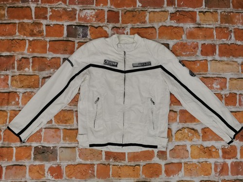 Chevignon Biker Vintage Jacket Racing Team Riverside White Casual Gr: M ...