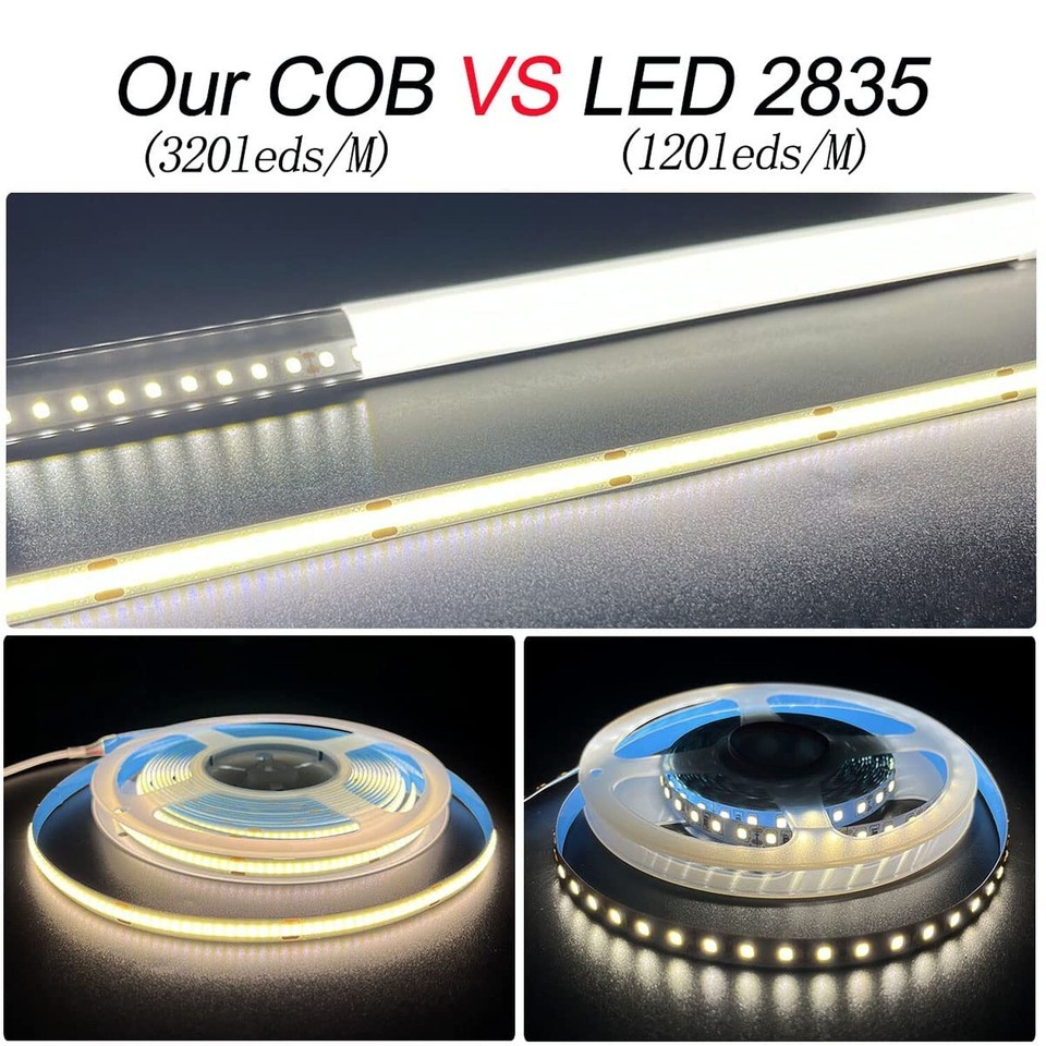 COB LED Strip Lights Warm White 3000K,DC12V 16.4ft/5M 320leds/M CRI90 ...