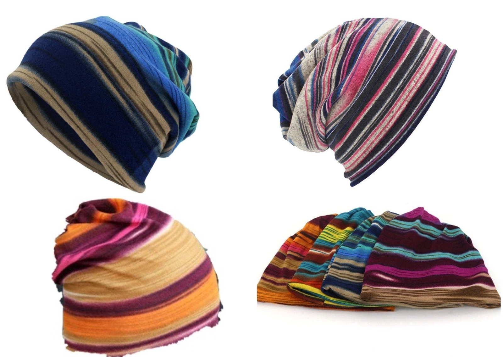 Beanie Hat Headwear Stripe Cap Stretch Super Soft Cotton Feel Hat | eBay UK