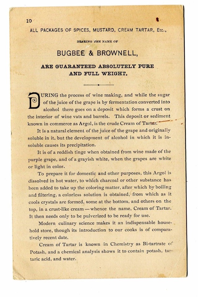Victorian Trade Card Calendar BUGBEE & BROWNELL SPICES Providence RI ...