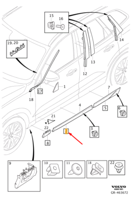 Volvo xc60 mk2 vorne rechts Tür Außen Verkleidung Zierleiste 39846050 ...