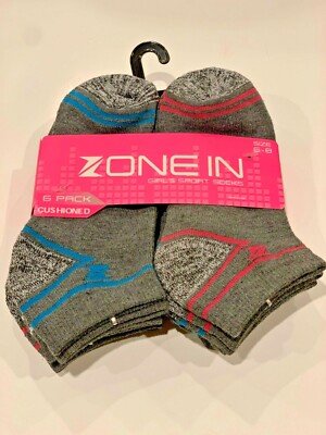Zone In Girls Cushioned Sports Socks 6 Pack Size 6-8 | eBay