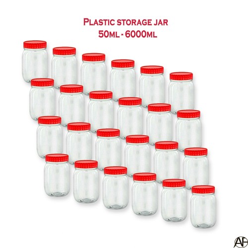 Clear Plastic Storage Jar Screw Top Lids Herbs Spices Containers ...
