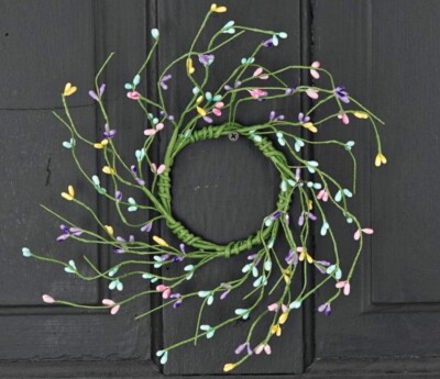 Happy Spring Pip Berry Candle Ring 3.5" -Pastel Easter Wreath Pink ...