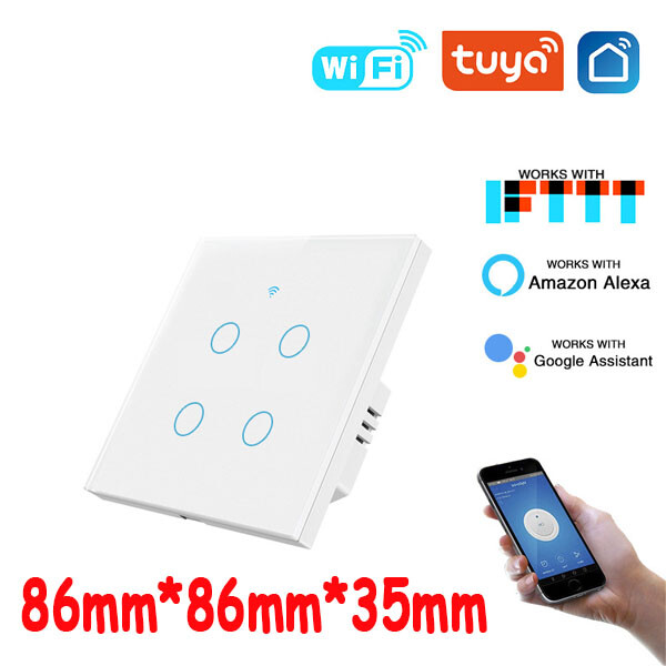 1/2/3/4 Gang WiFi Smart Wall Touch Light Switch Glass Panel For Alexa ...
