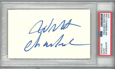 WILT CHAMBERLAIN SIGNED CUT SIGNATURE PSA DNA 84753453 (D) LAKERS HOF ...