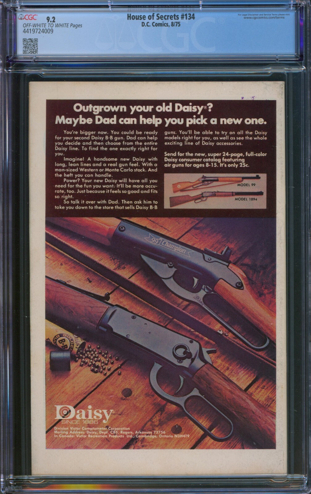 House of Secrets #134 CGC 9.2 NM- OwWp 1 Pg Gag by Sergio Aragones 1975 ...