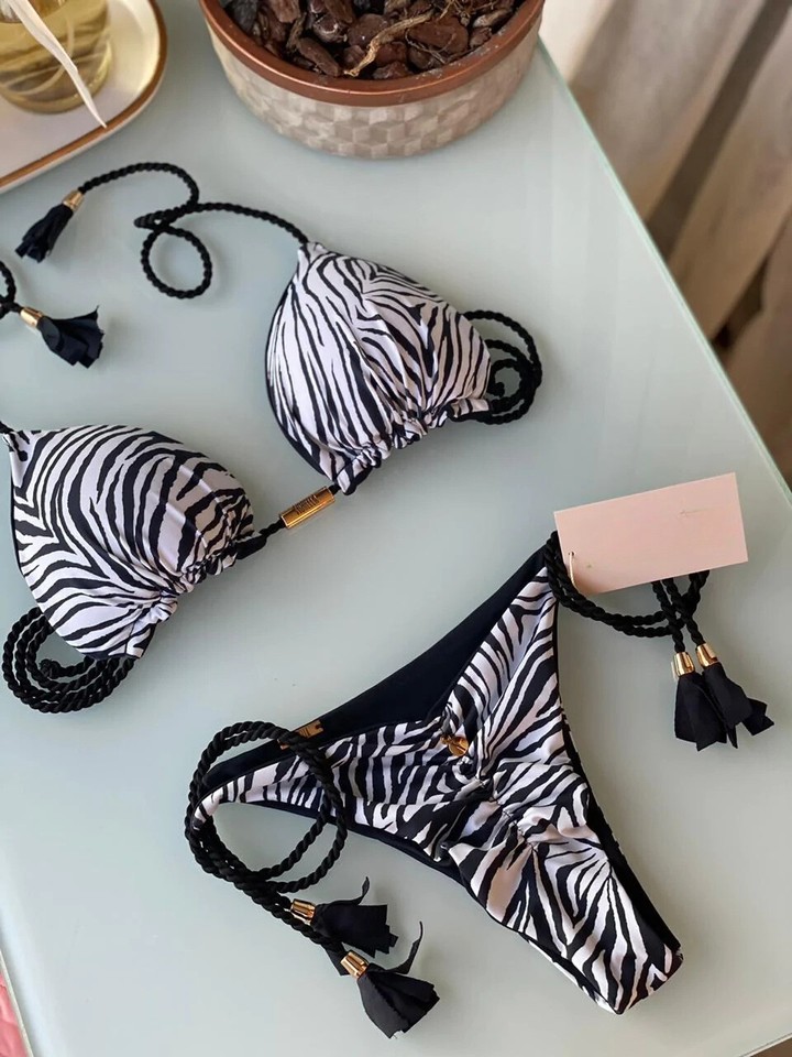 Womens Sexy Triangle Bikini Swimsuit Braided String Swimwear Thong ...