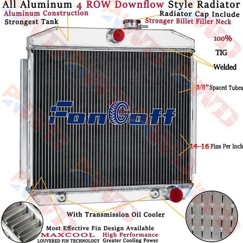 Aluminum 4 Row Radiator For 55-57 1956 Chevy Bel Air Nomad One-Fifty ...