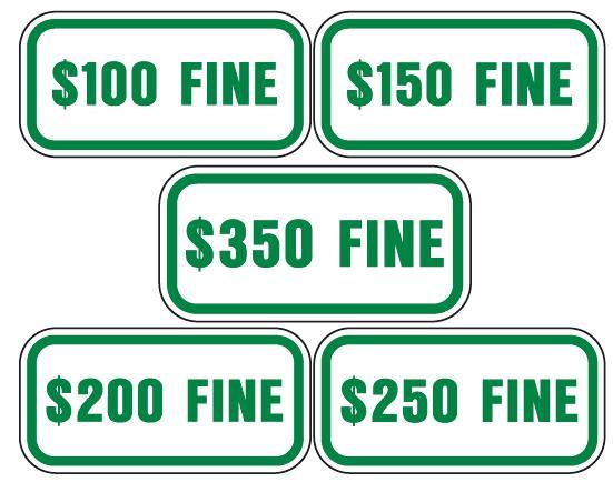 Handicapped Fine Sign (Green) 18" x 4" by Highway Traffic Supply | eBay