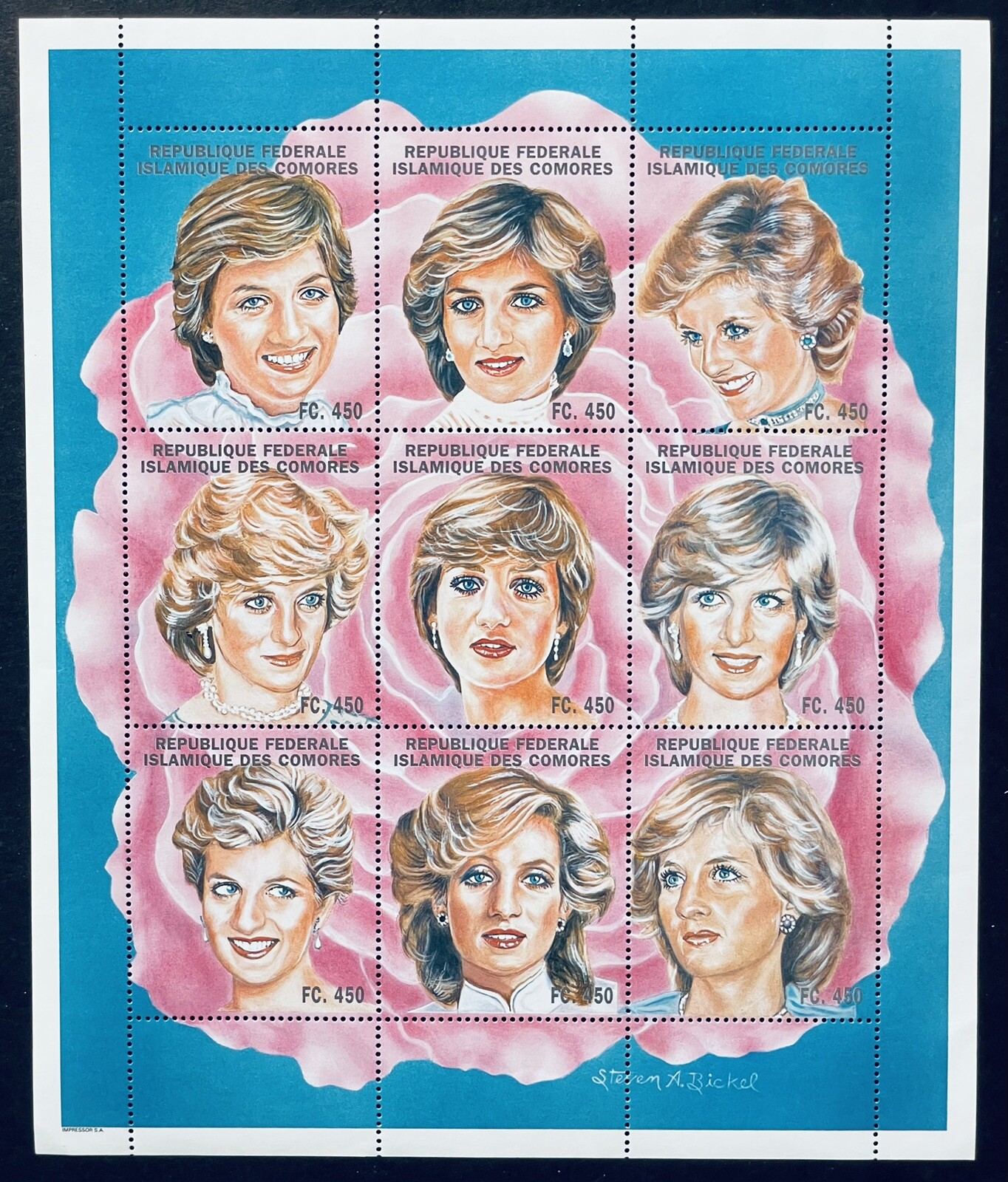COMOROS COMORES PRINCESS DIANA MEMORIAL STAMPS SHEET 1998 MNH ROYALTY ...