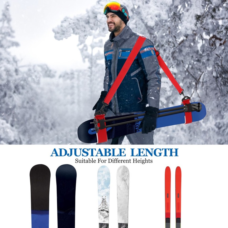 2 Pcs Practical Snowboard Carrying Strap Length Adjustable Skiing Board ...
