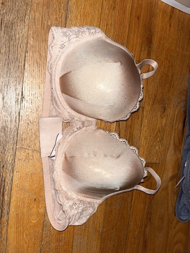 Victorias Secret Dream Angles Lined Demi Beige Glitter Underwire Bra ...