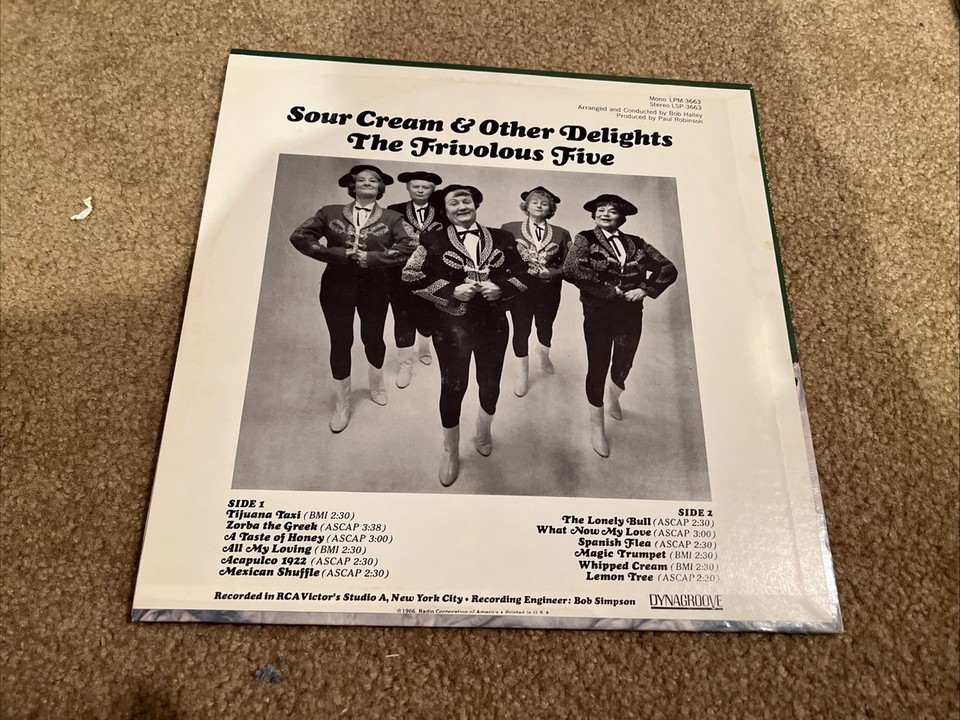 33 LP Vinyl Record, The Frivolous Five, Sour Cream & Other Delights ...
