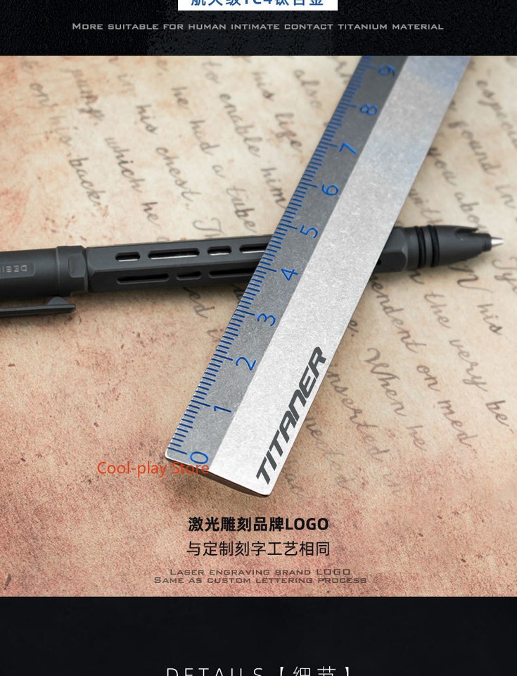 TC4 Titanium Alloy Double-sided Straight Ruler Measuring Marking Scale ...