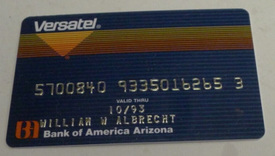 Bank Of America Versatel ATM Card - Un-Signed - Vintage Expired ...