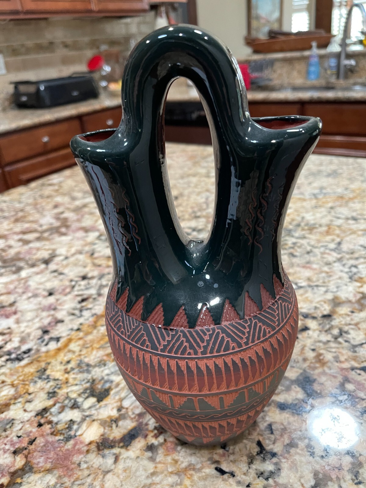 NATIVE AMERICAN TERRACOTTA WEDDING VASE NAVAJO POTTERY J. CADMAN ARTIST ...
