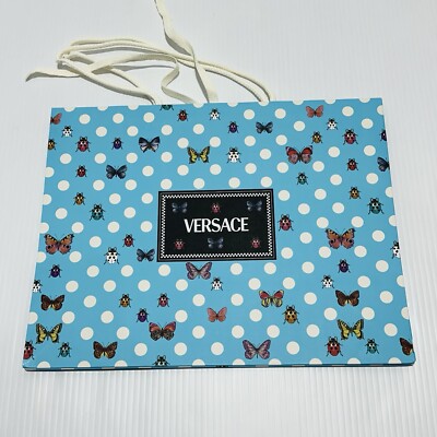 Versace 14”x11”x6” Authentic Blue Butterfly Paper Bag Gift Tote Medium ...