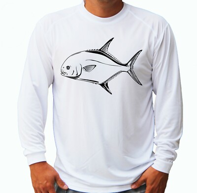 Permit Fish Fishing Long Sleeve UPF 30 T-Shirt Boat Sport Sun UV ...