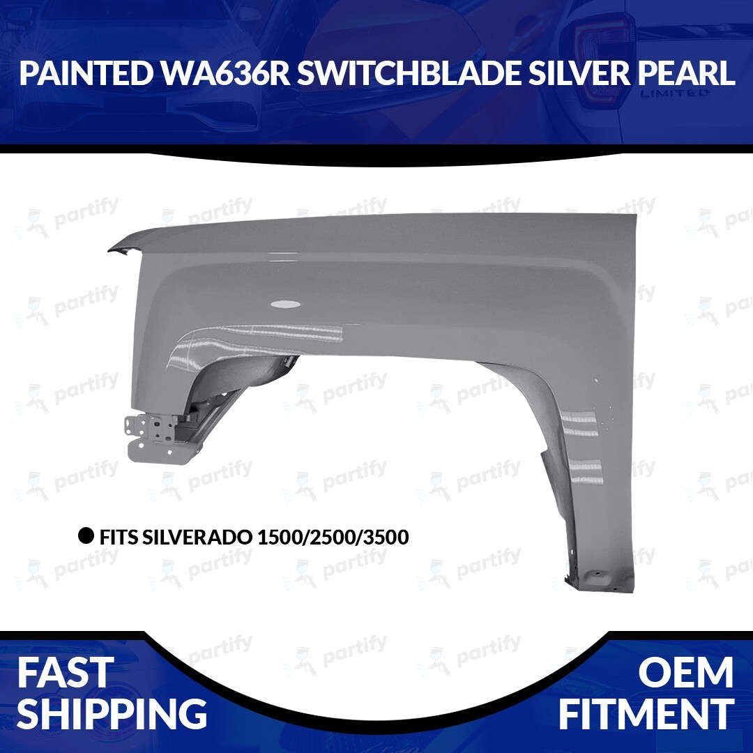 NEW Painted WA636R/GAN Silver 2014-2018 Chevrolet Silverado Driver Side ...